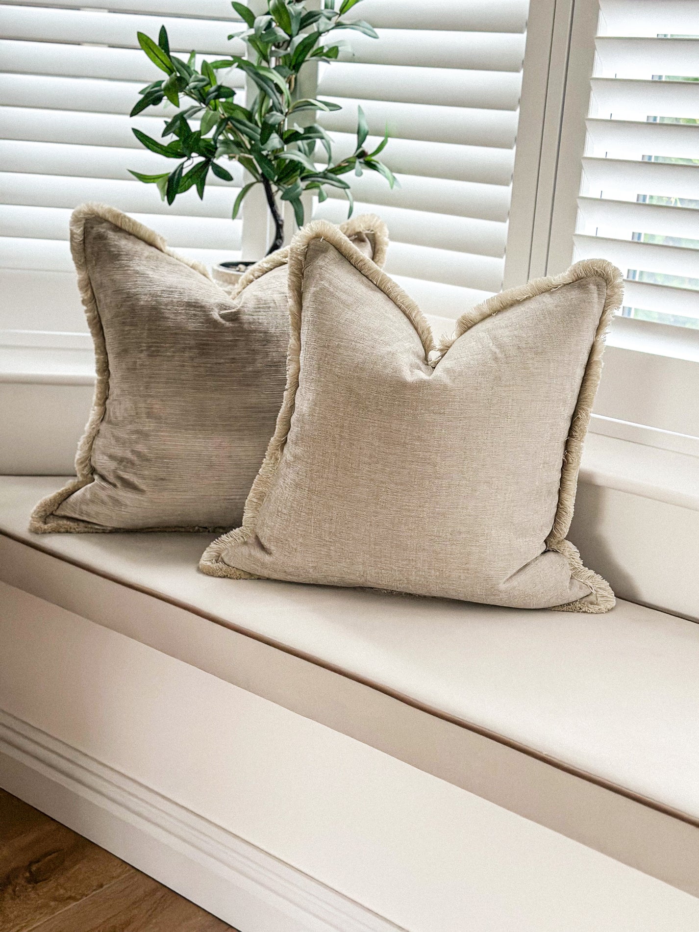 Natural Cushion Cover with Black Fringe | Handmade to Order UK – The ...