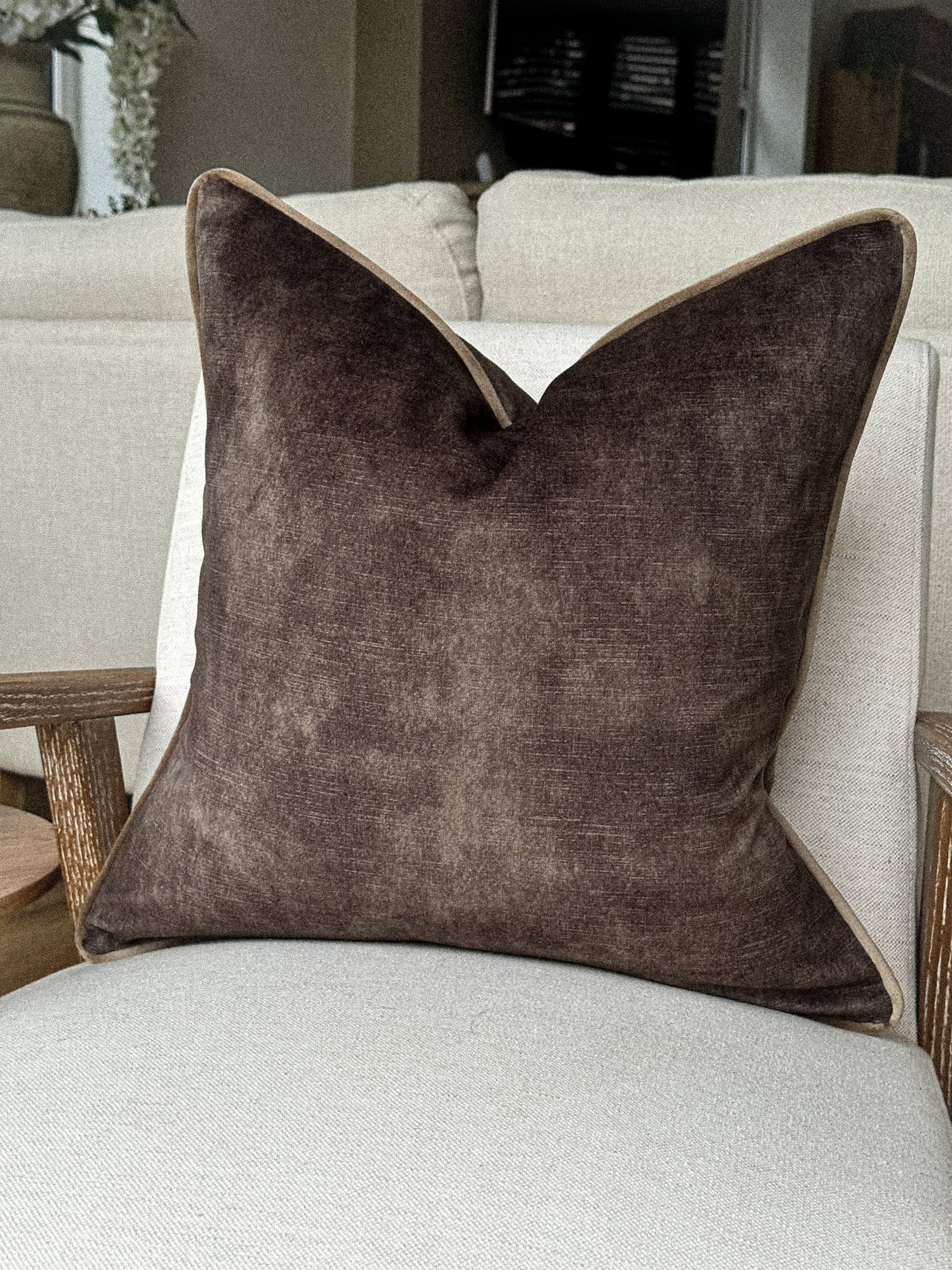 Luxury Mocha Velvet Cushion Cover | Bespoke, Luxury UK Made Pillows ...
