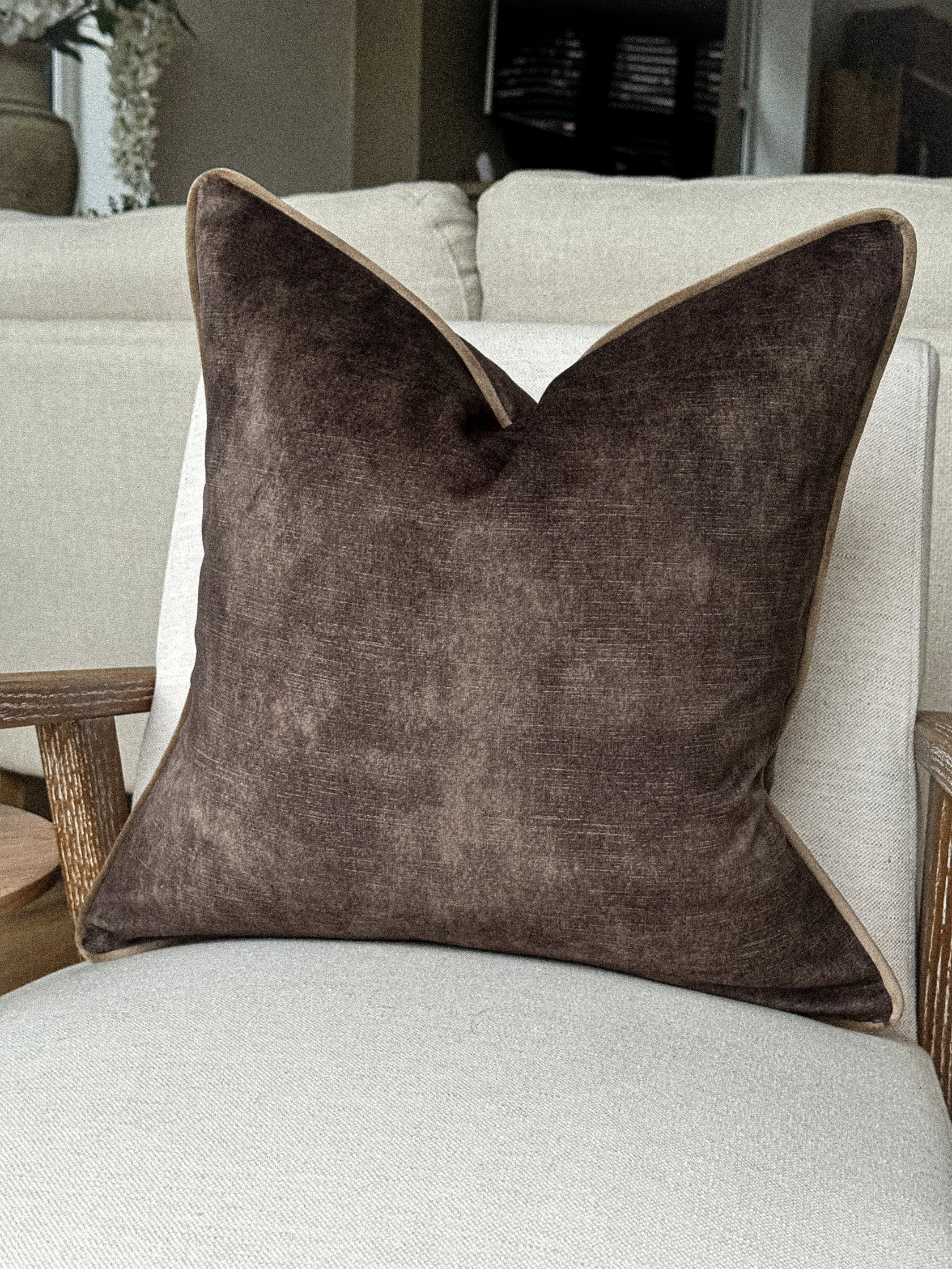Luxury Mocha Velvet Cushion Cover | Bespoke, Luxury UK Made Pillows ...