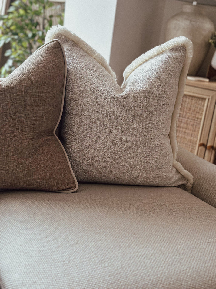Luxury ivory Textured Cushion Cover with Fringe | Handmade in UK – The ...