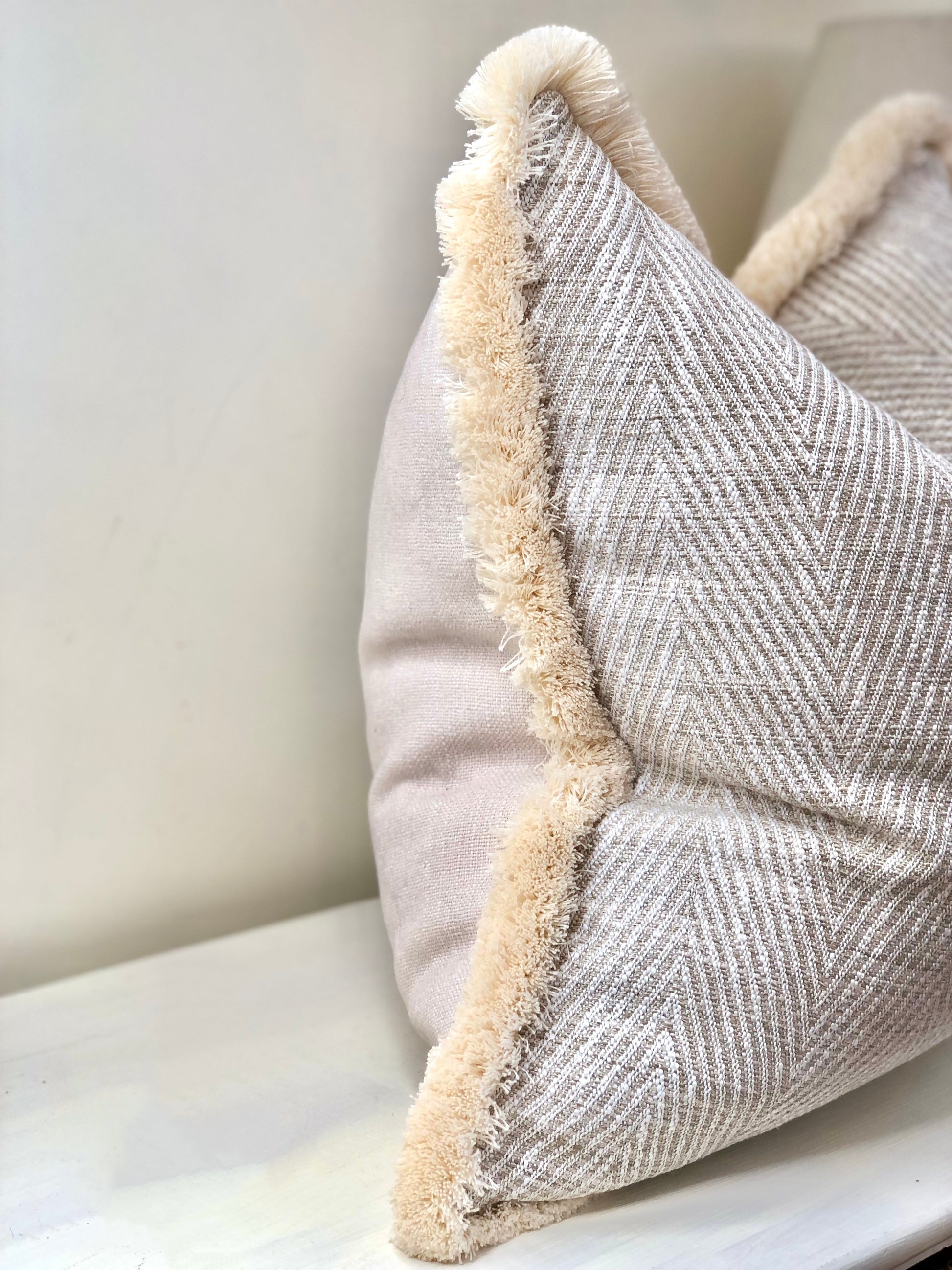 Herringbone Fringed Cushions - Luxury Neutral Decor | Shop Now ...